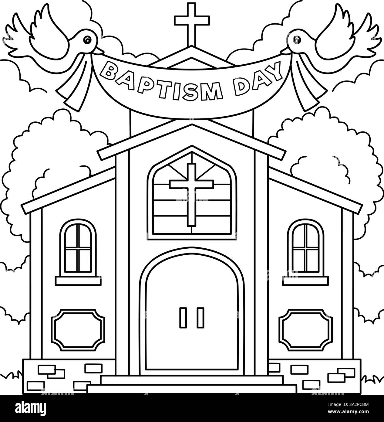Baptism Day Church Coloring Page for Kids Stock Vector Image & Art - Alamy
