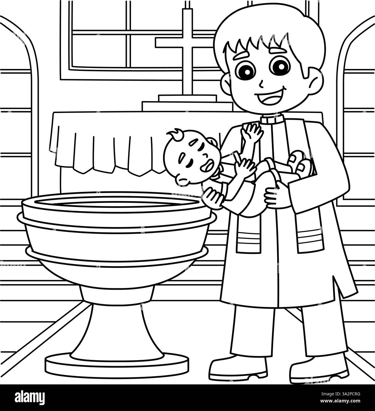 Baptism Baby Boy with Priest Coloring Page Stock Vector Image & Art - Alamy
