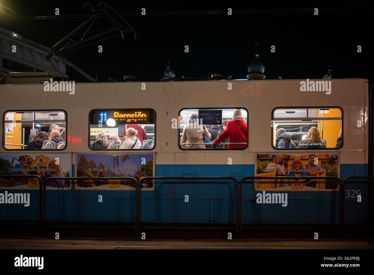 Urban scene from tram stop Valand in Gothenburg on a Satruday night in ...