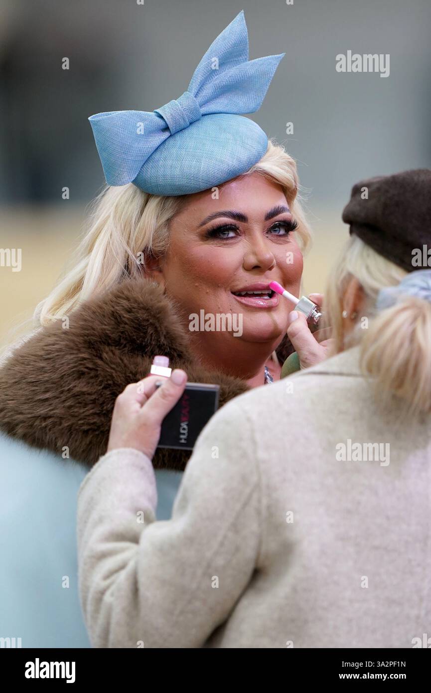 Gemma Collins in the parade ring on day three of the 2025 Cheltenham ...