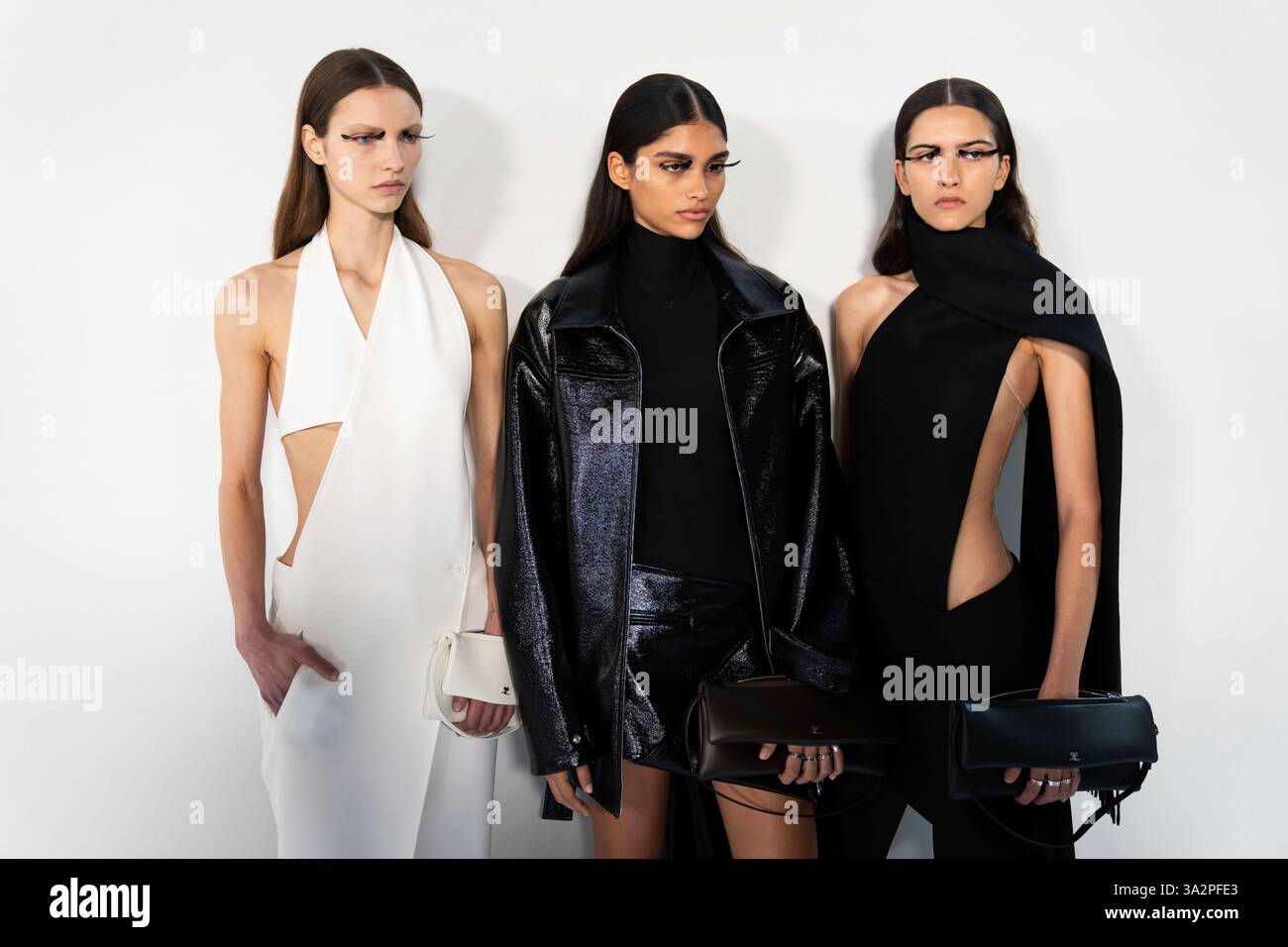 Models wear creations backstage as part of Courreges Fall/Winter 2025 ...