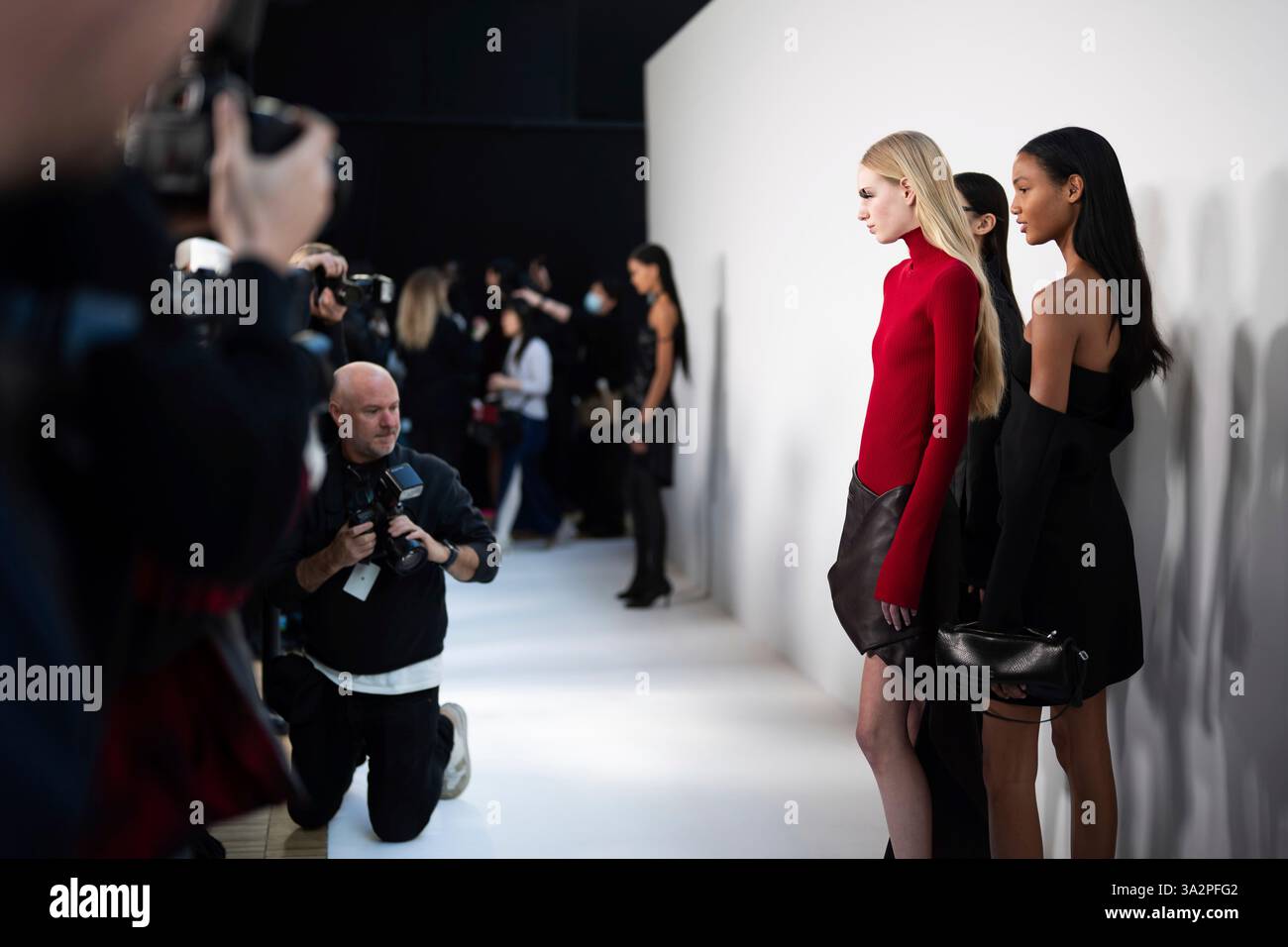 Models wear creations backstage as part of Courreges Fall/Winter 2025 ...