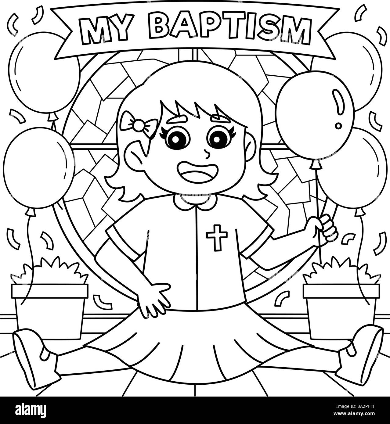 Baptism Baby Girl Celebrating Coloring Page Stock Vector Image & Art - Alamy