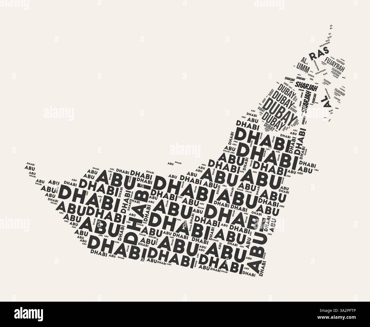 United Arab Emirates Word Cloud. Country with regions division. United ...