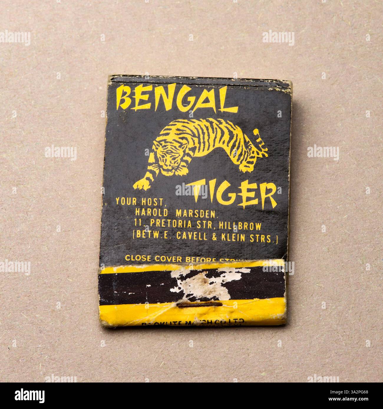 Bengal Tiger 1960's matchbook matchbox Stock Photo - Alamy