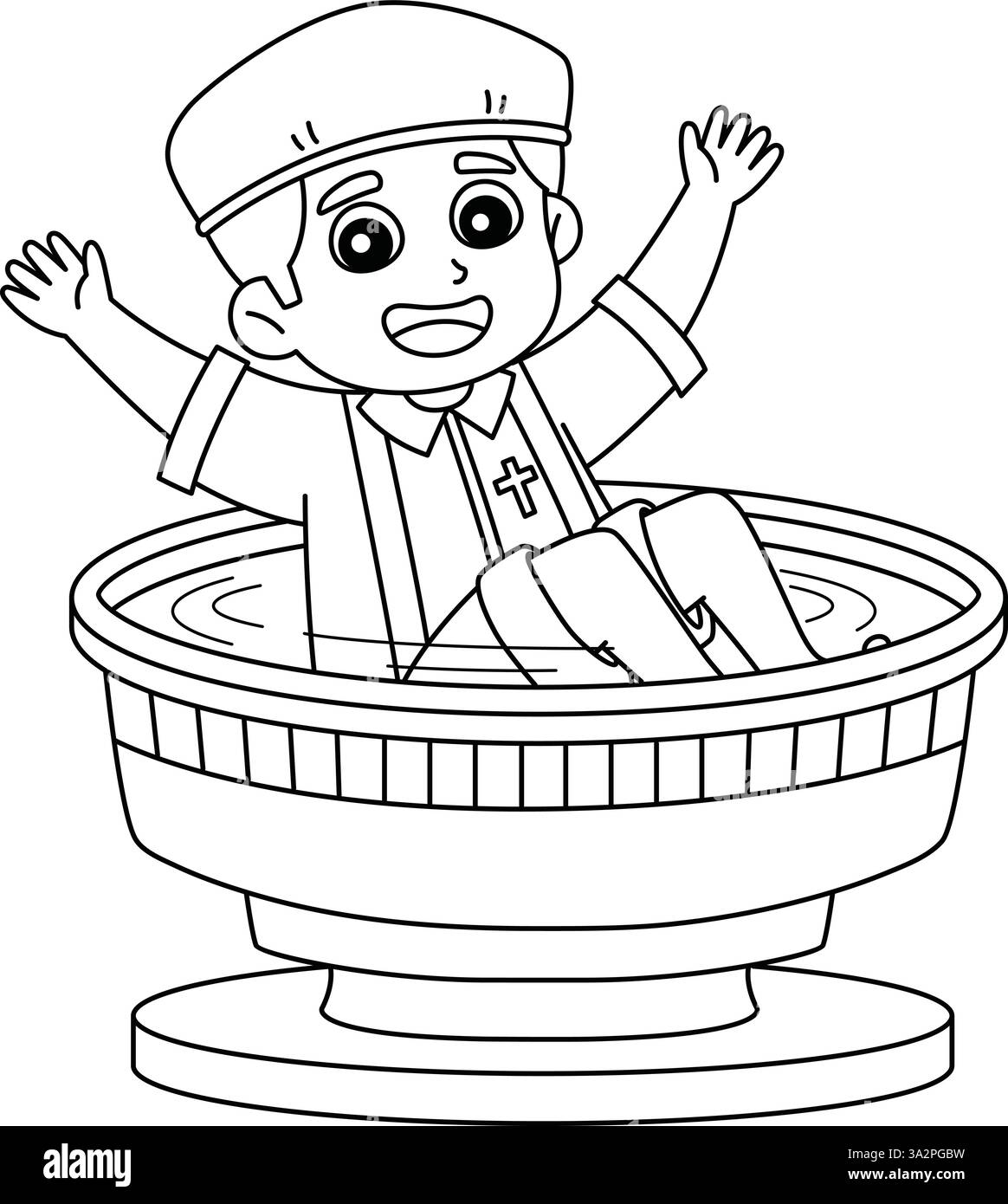 Baptism Baby Boy on Baptismal Font Isolated Stock Vector Image & Art - Alamy