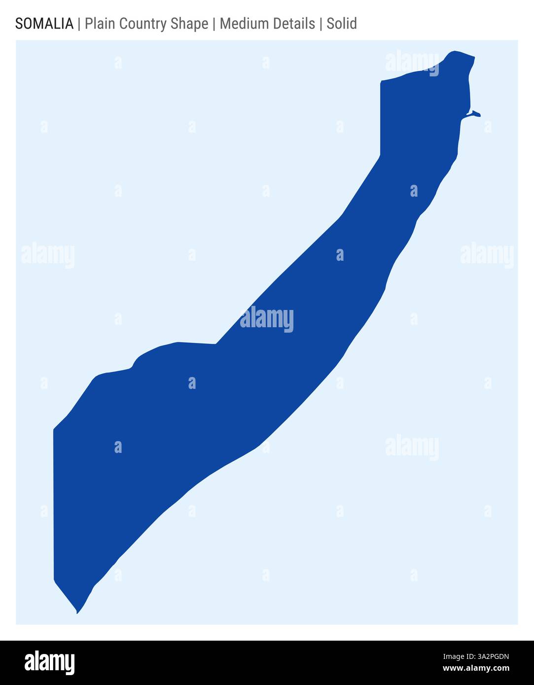 Somalia plain country map. Medium details. Solid style. Shape of ...
