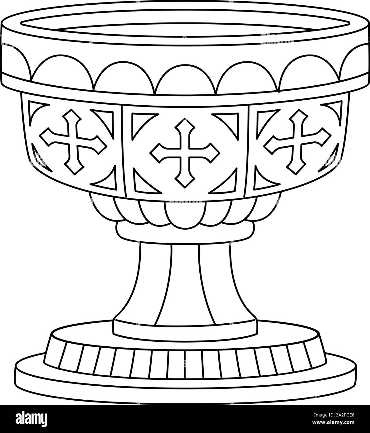 Baptism Baptismal Font Isolated Coloring Page Stock Vector Image & Art ...