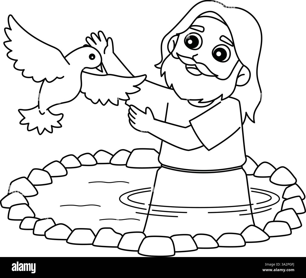 Baptism of Jesus with Dove Isolated Coloring Page Stock Vector Image ...