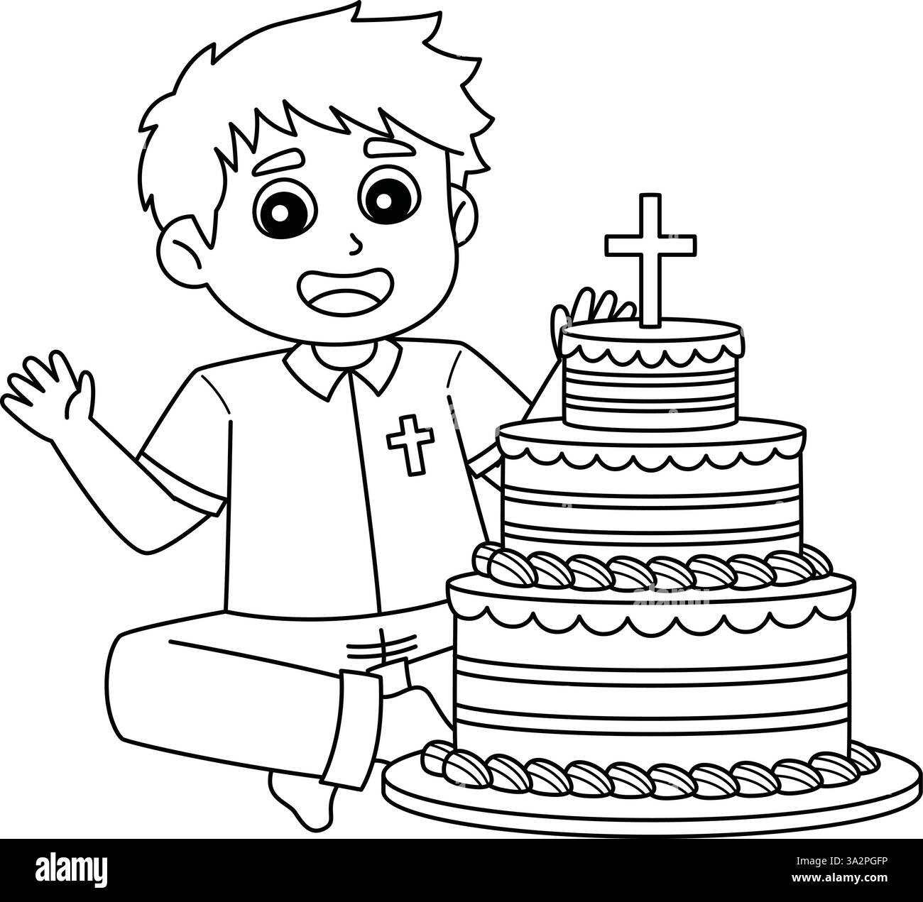 Baptism Baby Boy Celebrating Isolated Coloring Stock Vector Image & Art ...