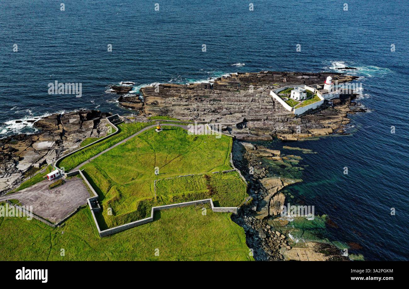 Cromwell Point Lighthouse, Valentia Island, Ireland, set inside 1650s ...