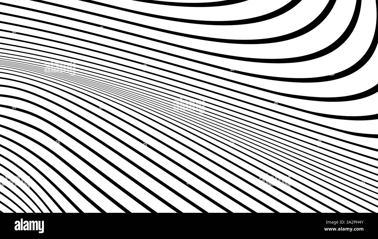 Black and white wavy line pattern. Vector illustration Stock Vector ...