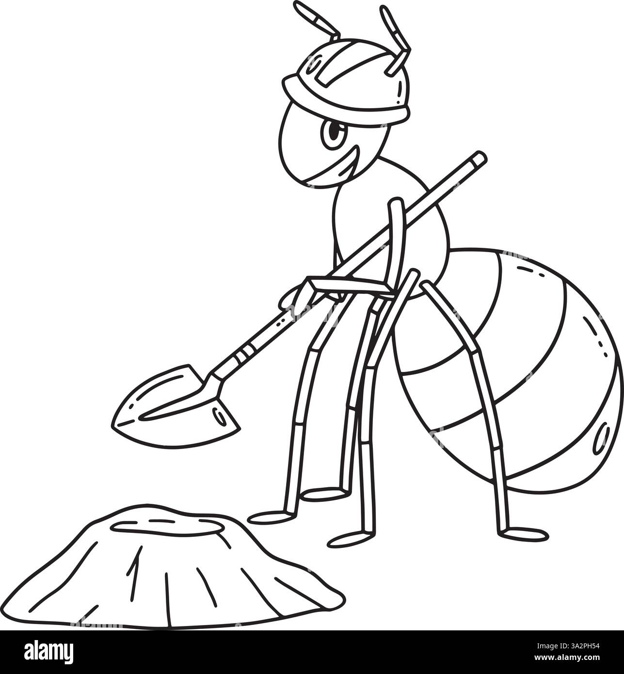Ant Animal Digging Isolated Coloring Page for Kids Stock Vector Image ...
