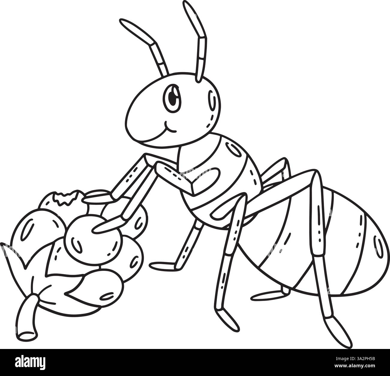 Ant Animal Eating a Berry Isolated Coloring Page Stock Vector Image ...
