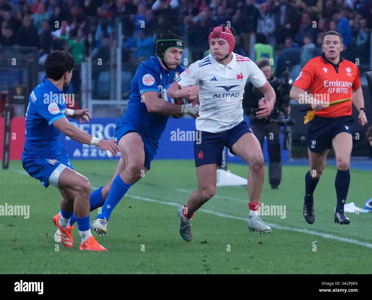 during the 2025 Six Nations Championship, rugby union match between Italy and France on 23 ...