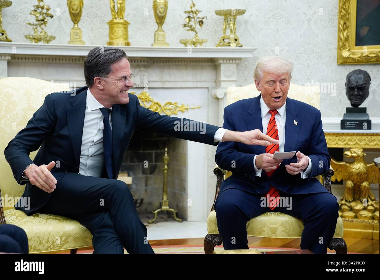 US President Donald Trump meets with NATO Secretary General Mark Rutte ...
