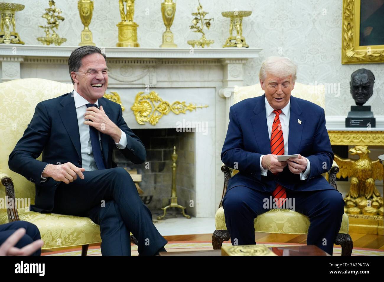 US President Donald Trump meets with NATO Secretary General Mark Rutte ...