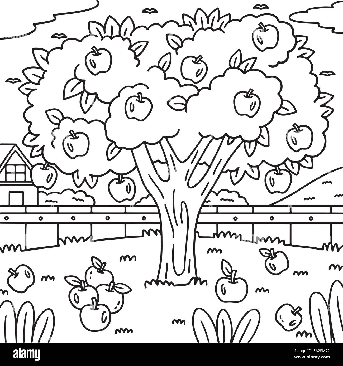 Apple Tree Fruit Plant Coloring Page for Kids Stock Vector Image & Art ...
