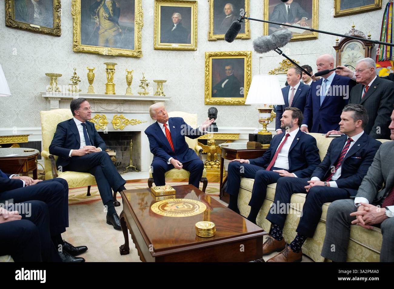 US President Donald Trump meets with NATO Secretary General Mark Rutte ...