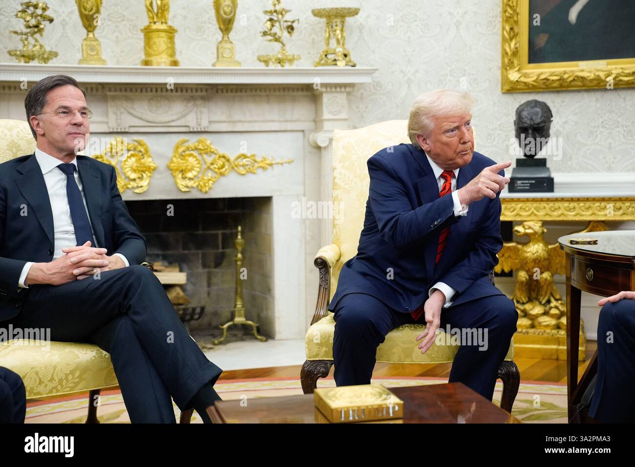 US President Donald Trump meets with NATO Secretary General Mark Rutte ...