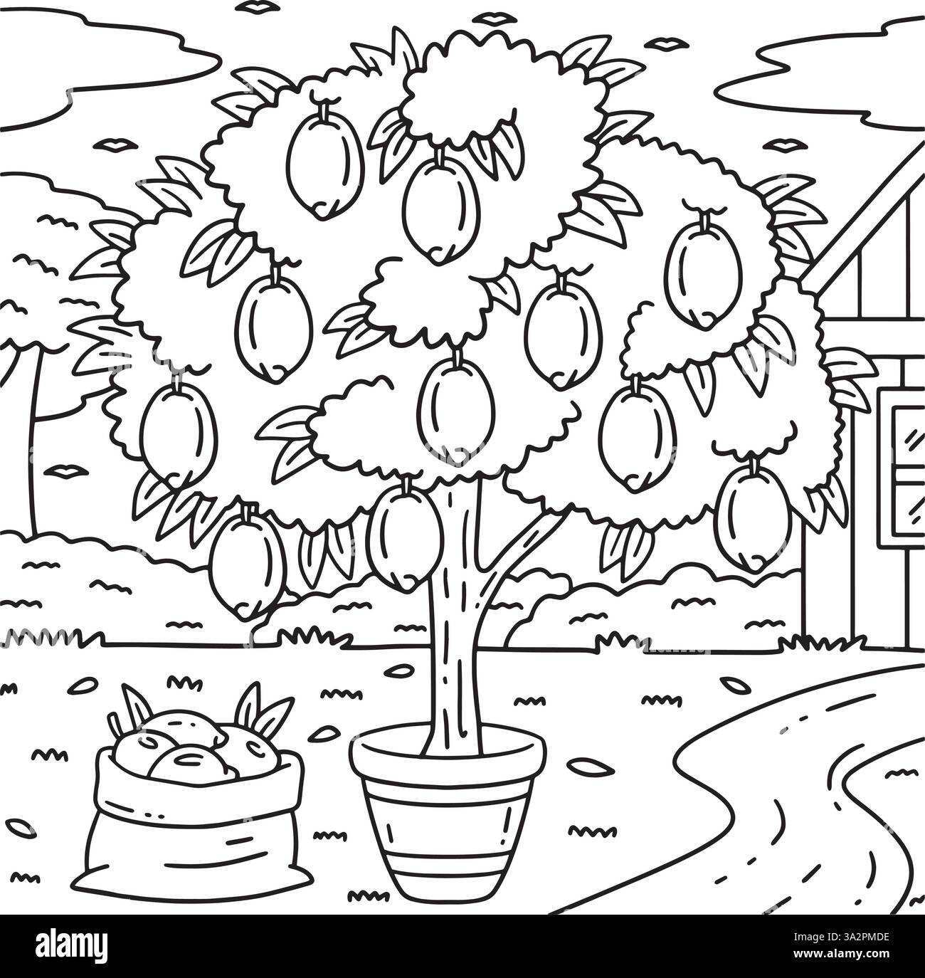 Lemon Tree Fruit Plant Coloring Page for Kids Stock Vector Image & Art ...