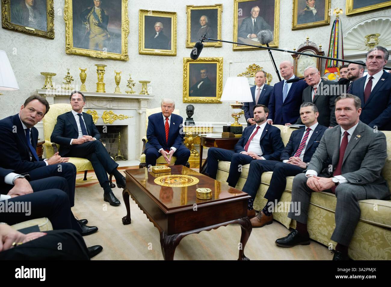 US President Donald Trump meets with NATO Secretary General Mark Rutte ...