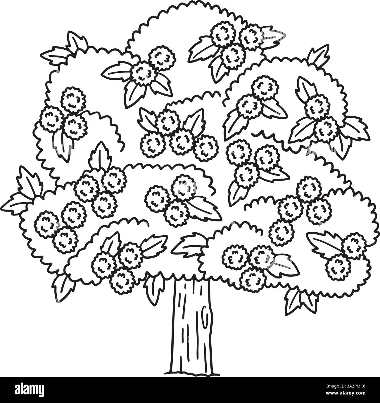 Chestnut Tree Fruit Plant Isolated Coloring Page Stock Vector Image ...