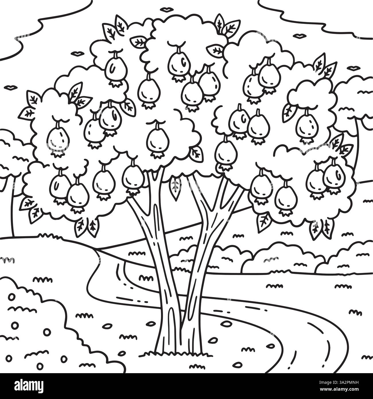 Guava tree illustration Cut Out Stock Images & Pictures - Alamy