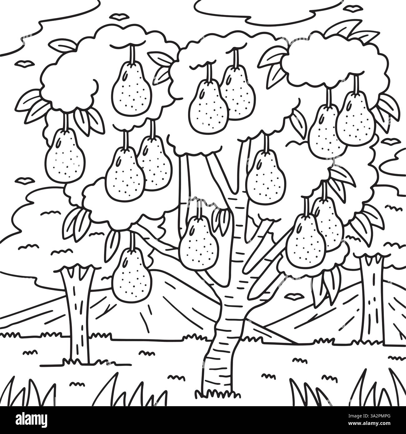 Pear Tree Fruit Plant Coloring Page for Kids Stock Vector Image & Art ...