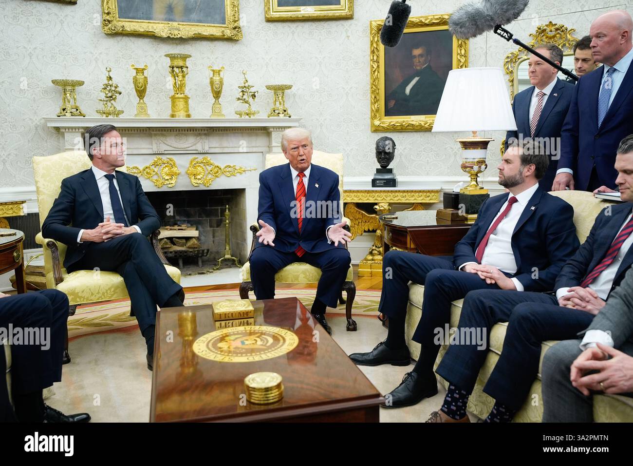 US President Donald Trump meets with NATO Secretary General Mark Rutte ...