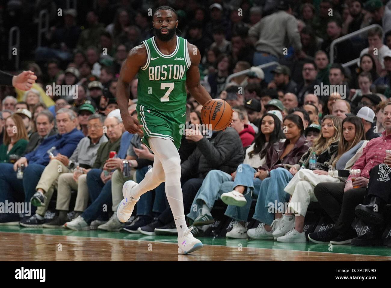 Boston Celtics guard Jaylen Brown (7) during an NBA basketball game ...