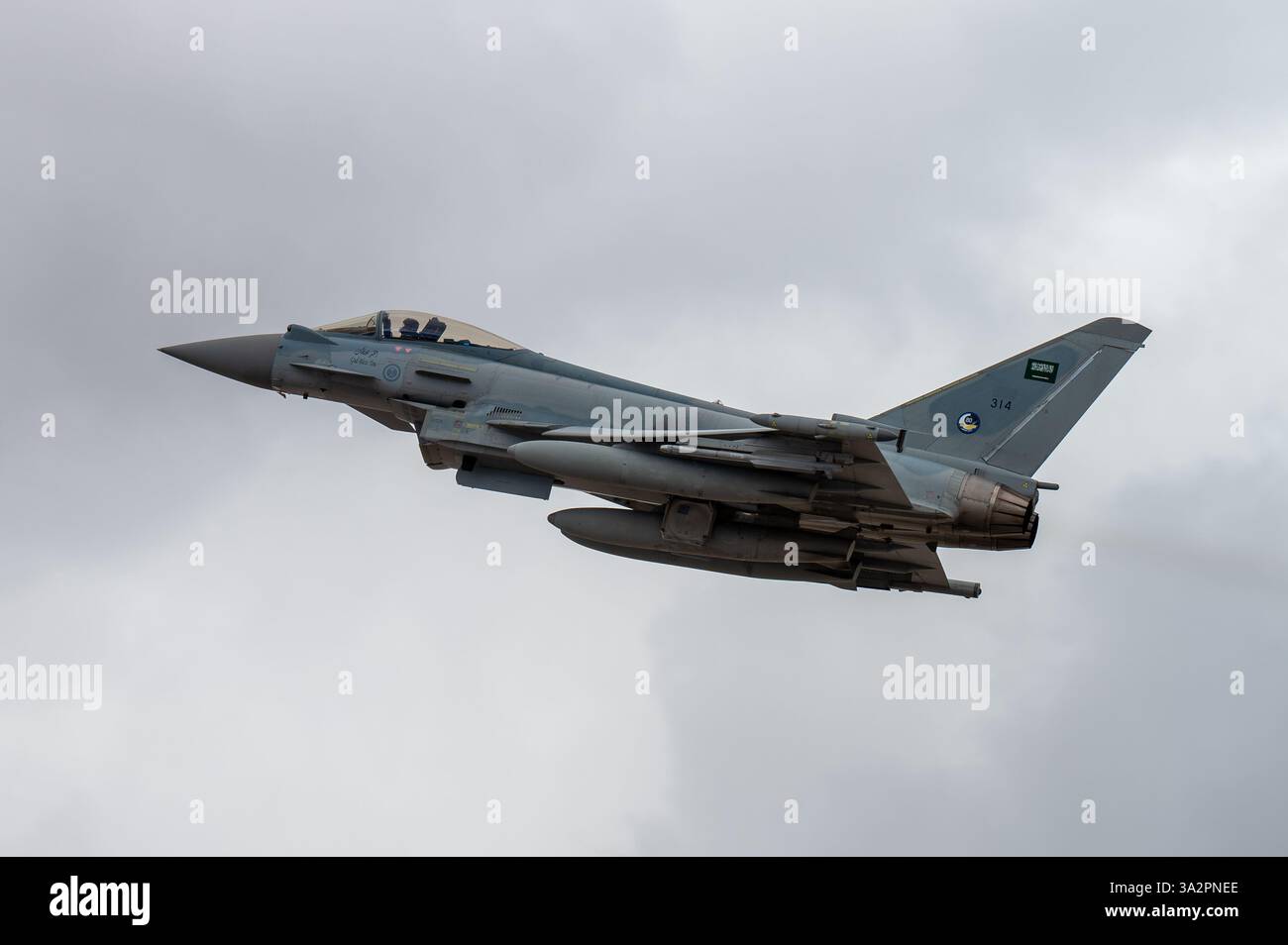 A Royal Saudi Air Force Eurofighter Typhoon takes off in preparation ...