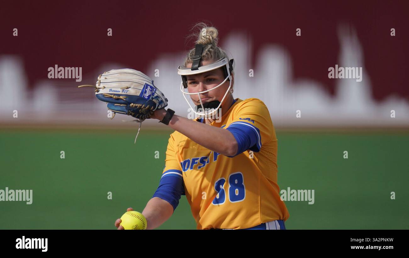 Hofstra pitcher Emma Brennan (88) throws during an NCAA softball game ...