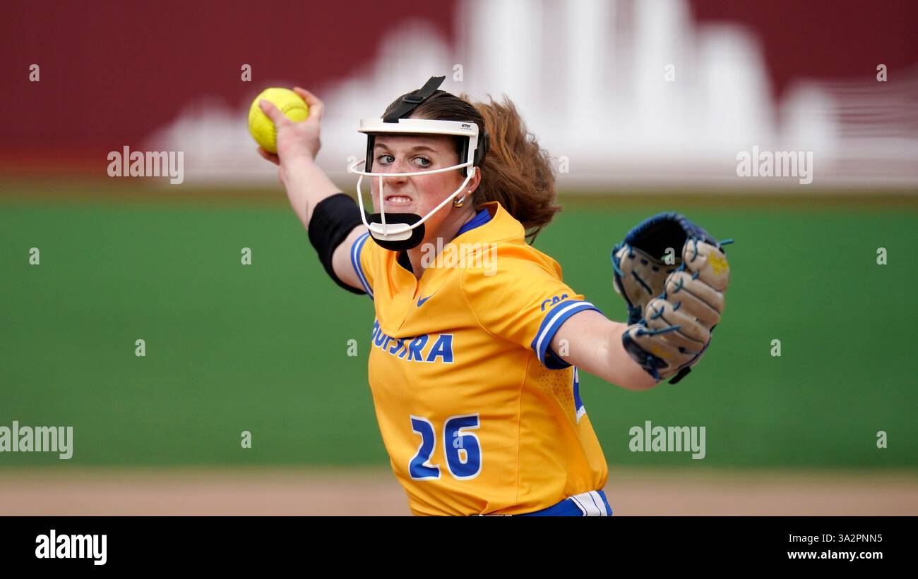 Hofstra pitcher Carly Ernst (26) throws during an NCAA softball game ...