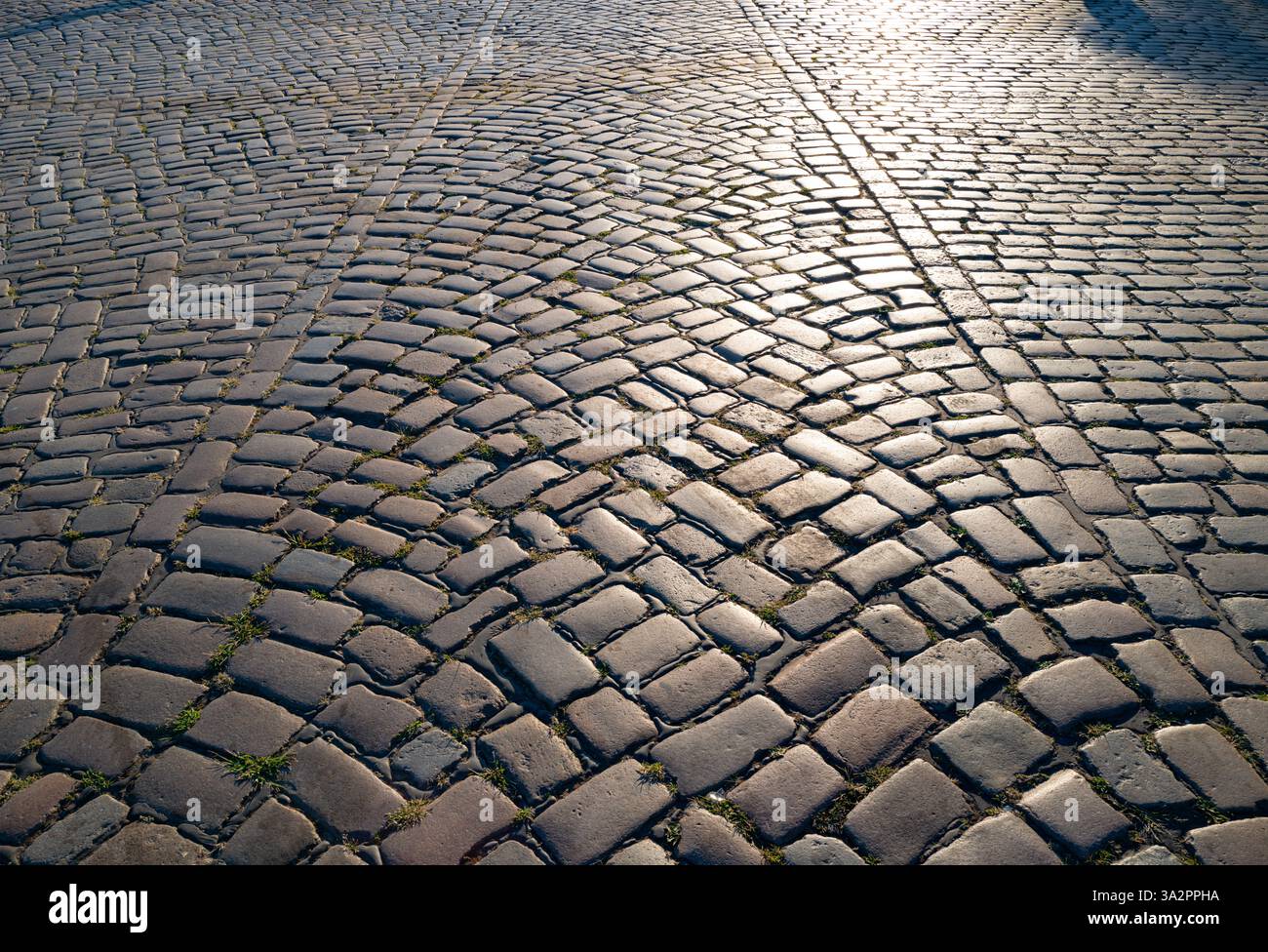 Stone road texture. Stone walk background. Granite cobblestoned ...