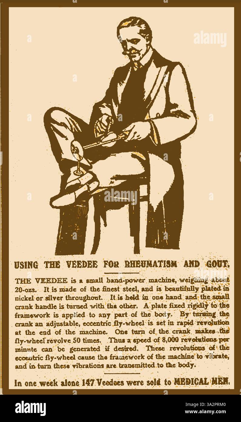 An advertisement for Veedee hand-powered Rheumatism , gout and pain ...