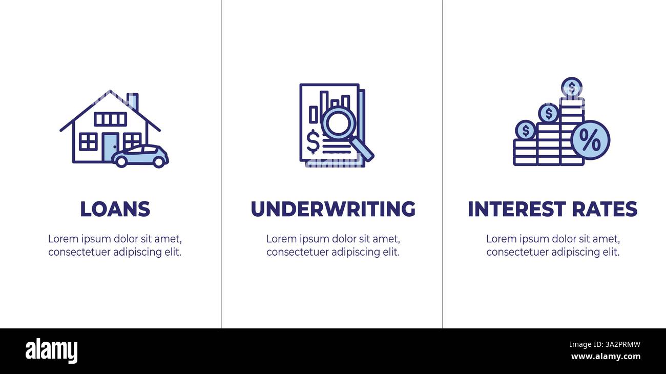 Underwriting for Loan Application - Mortgage Interest Rates Icon Set ...