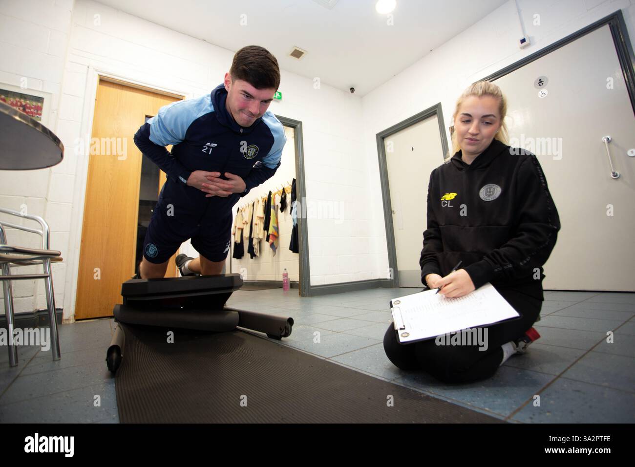 Harrogate Town FC Midfielder Ellis Taylor in the Gym with ...