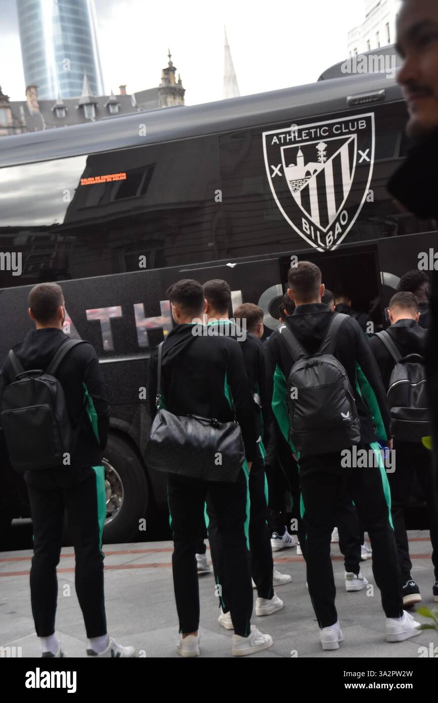 Bilbao, Spain, March 13, 2025: Athletic Club players leaving their ...