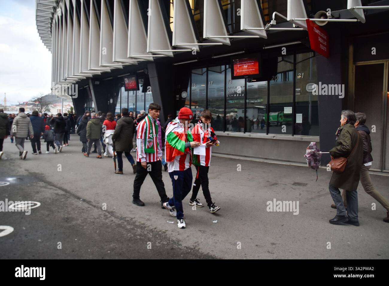 Bilbao, Spain, March 13, 2025: Fans outside San Mamés Stadium before ...