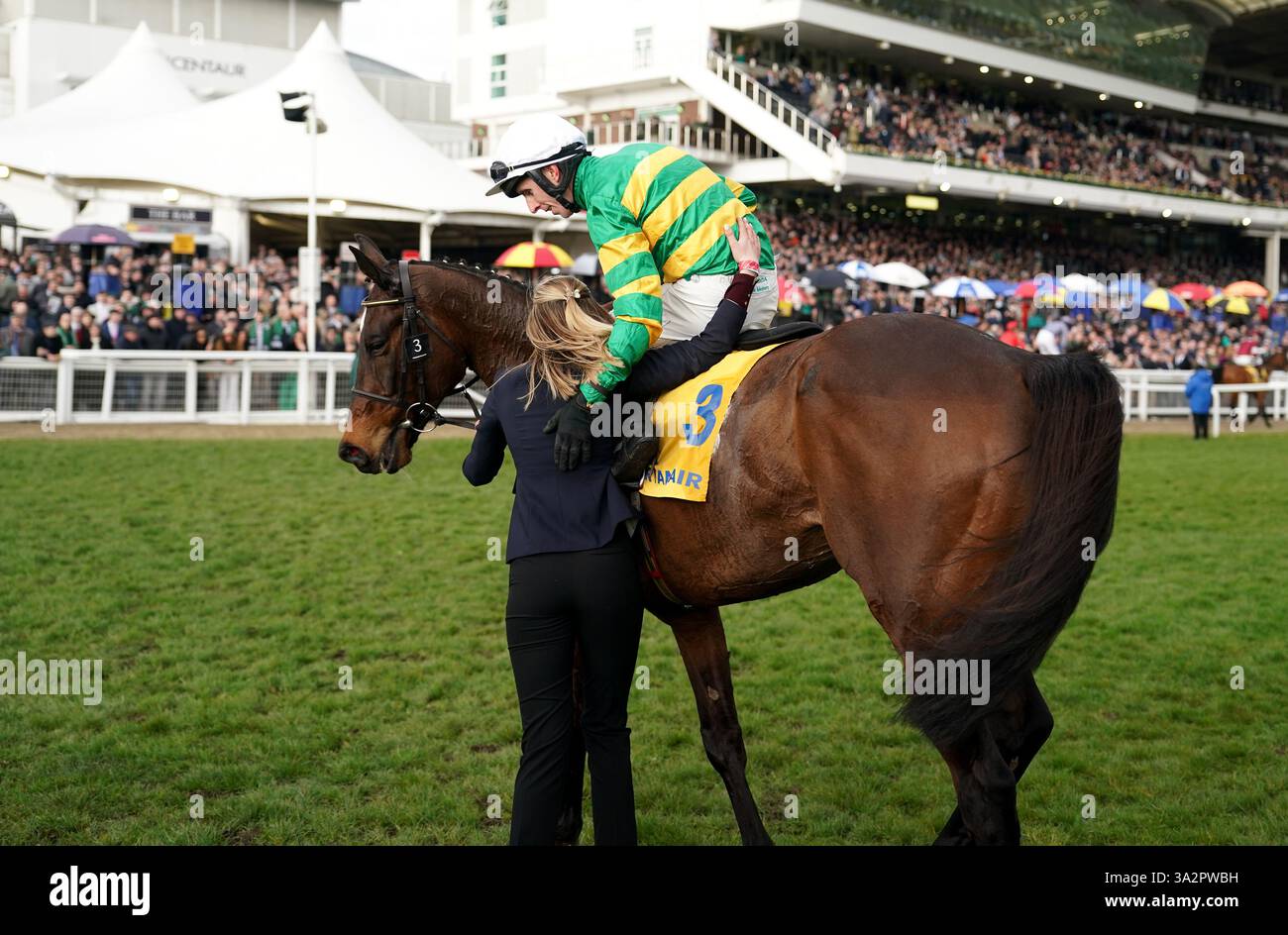 Mark Walsh aboard Fact To File after winning the Ryanair Chase with ...