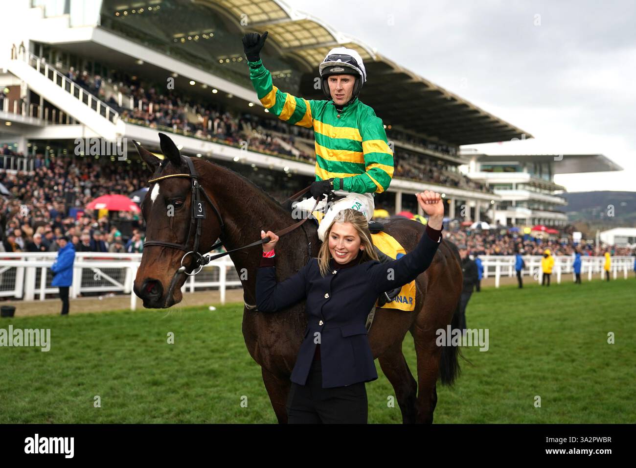 Mark Walsh aboard Fact To File after winning the Ryanair Chase with ...