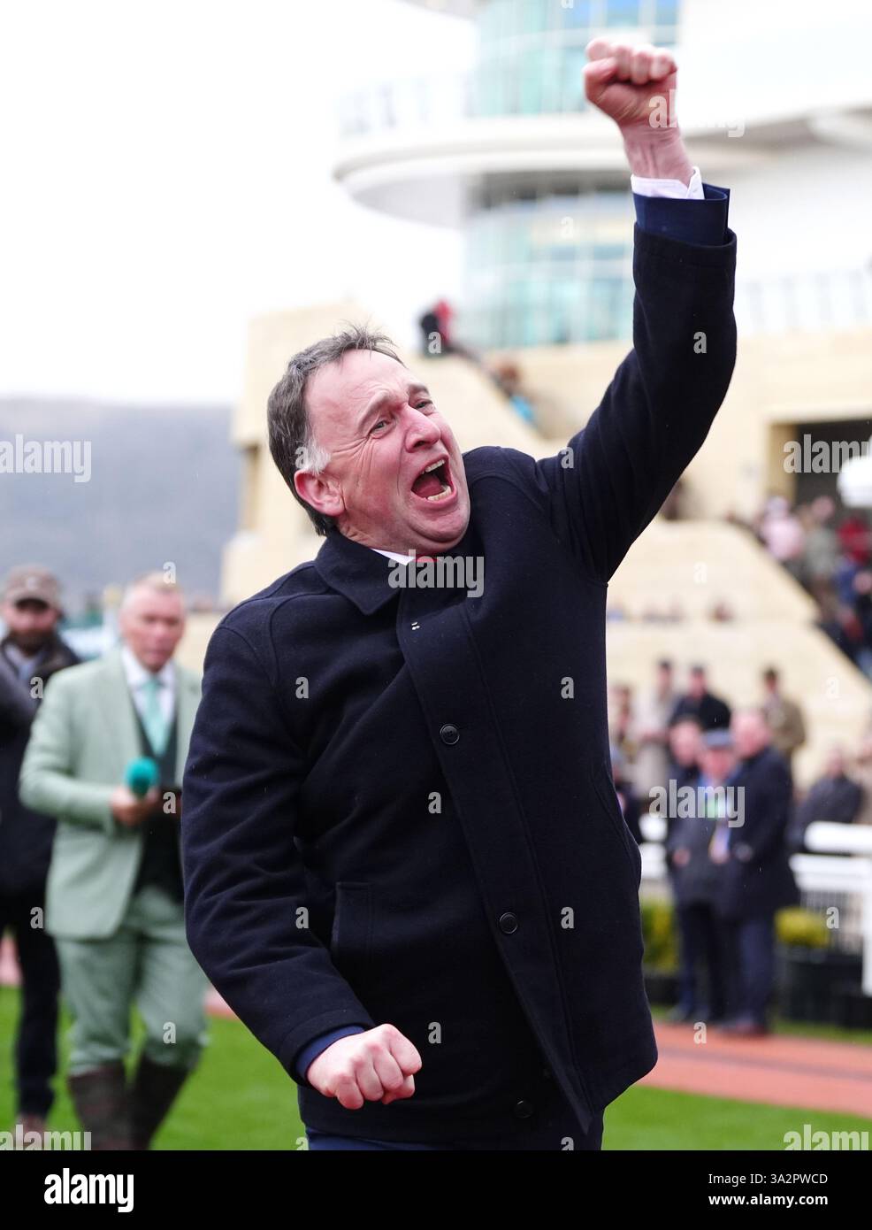 Trainer of horse Bob Olinger, Henry de Bromhead celebrates after ...