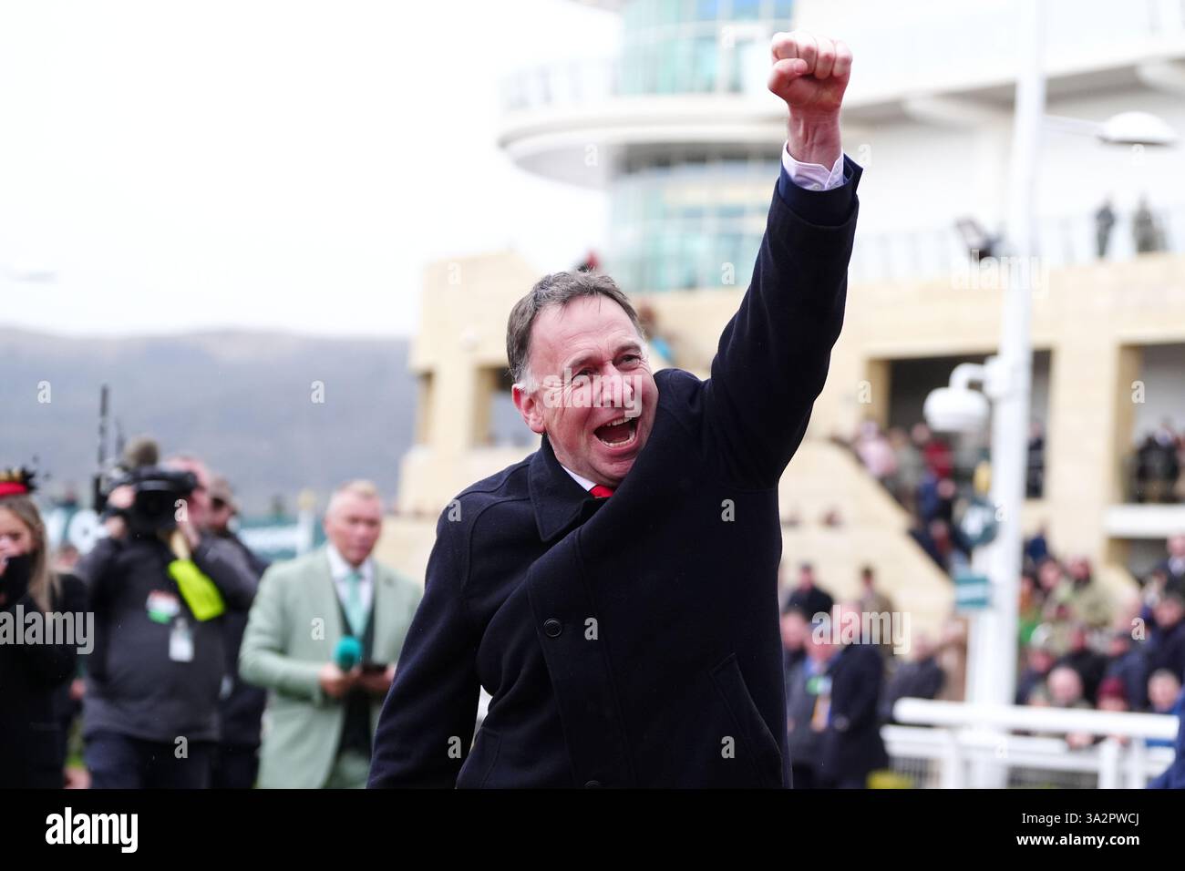Trainer of horse Bob Olinger, Henry de Bromhead celebrates after ...