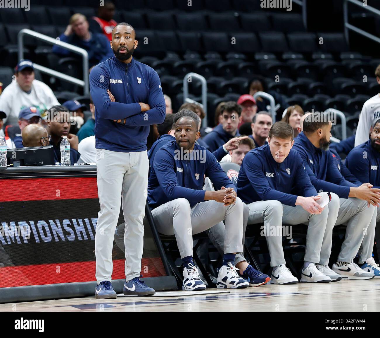 March 13, 2025: Duquesne Dukes Head Coach Dru Joyce III during an A10 ...