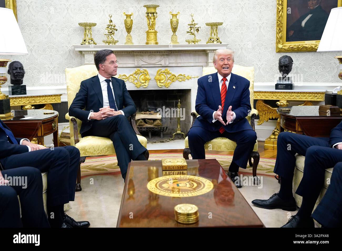 US President Donald Trump meets with NATO Secretary General Mark Rutte ...