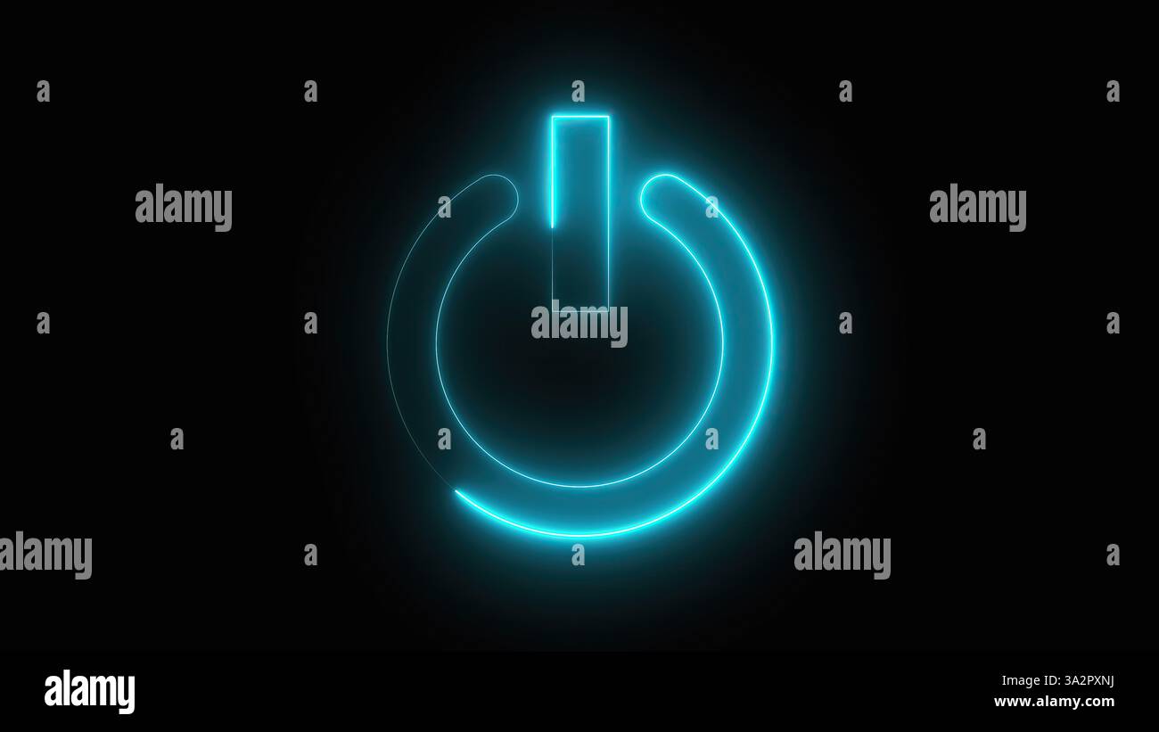Neon power button icon. Computer generated 3d render Stock Photo - Alamy