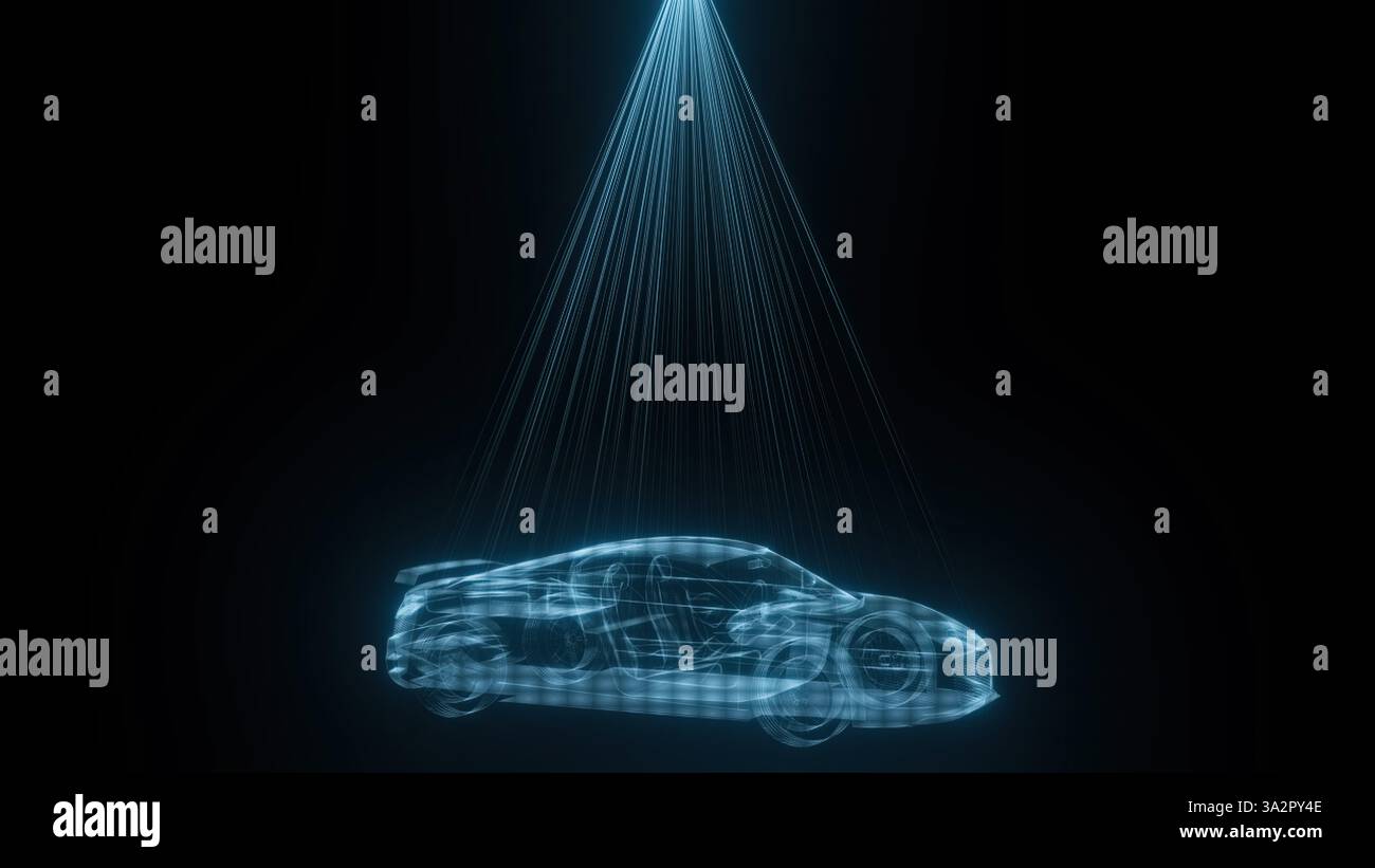 Abstract holographic car. Computer generated 3d render Stock Photo - Alamy