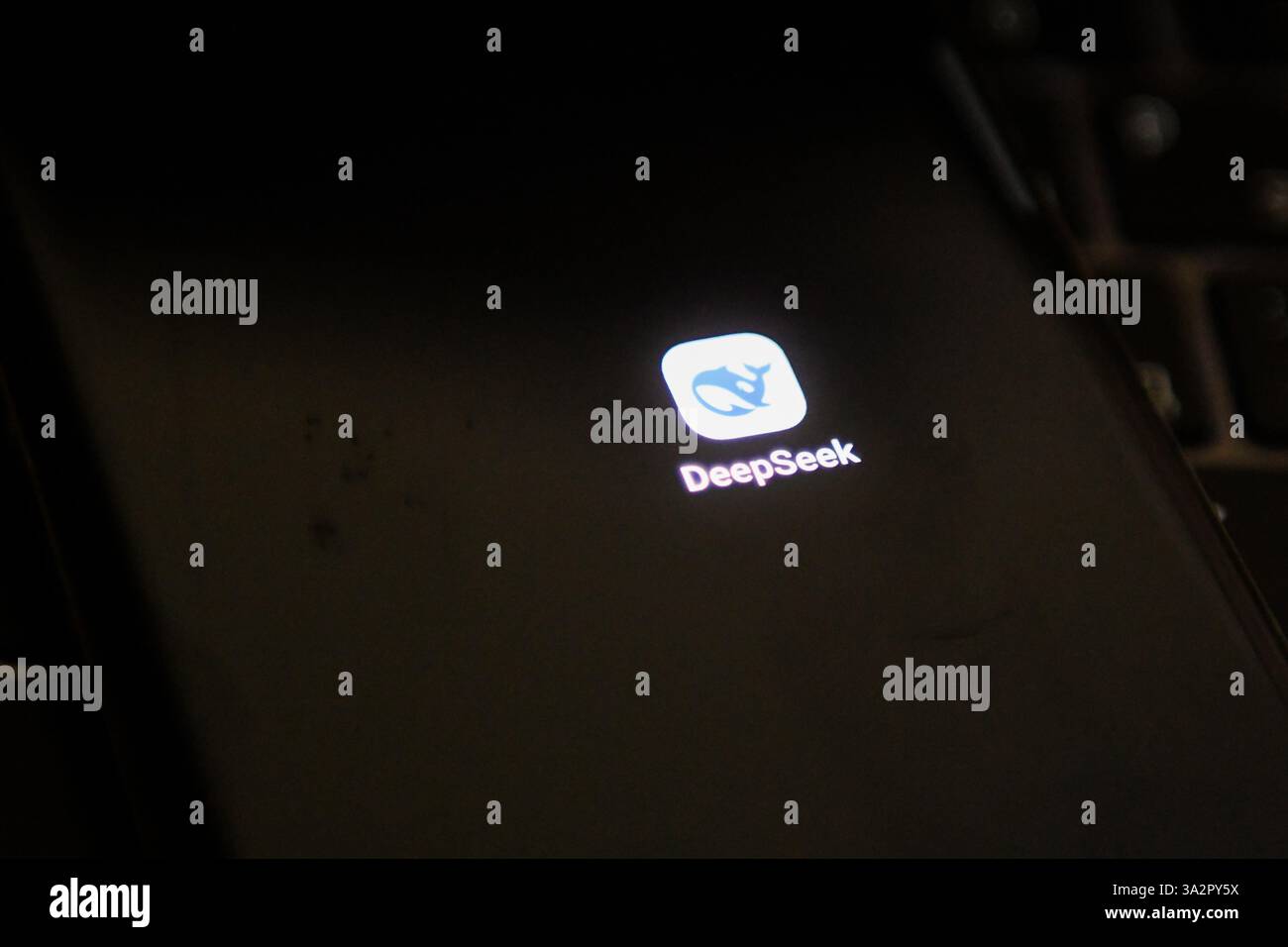 In this photo illustration, the Deepseek artificial intelligence logo ...