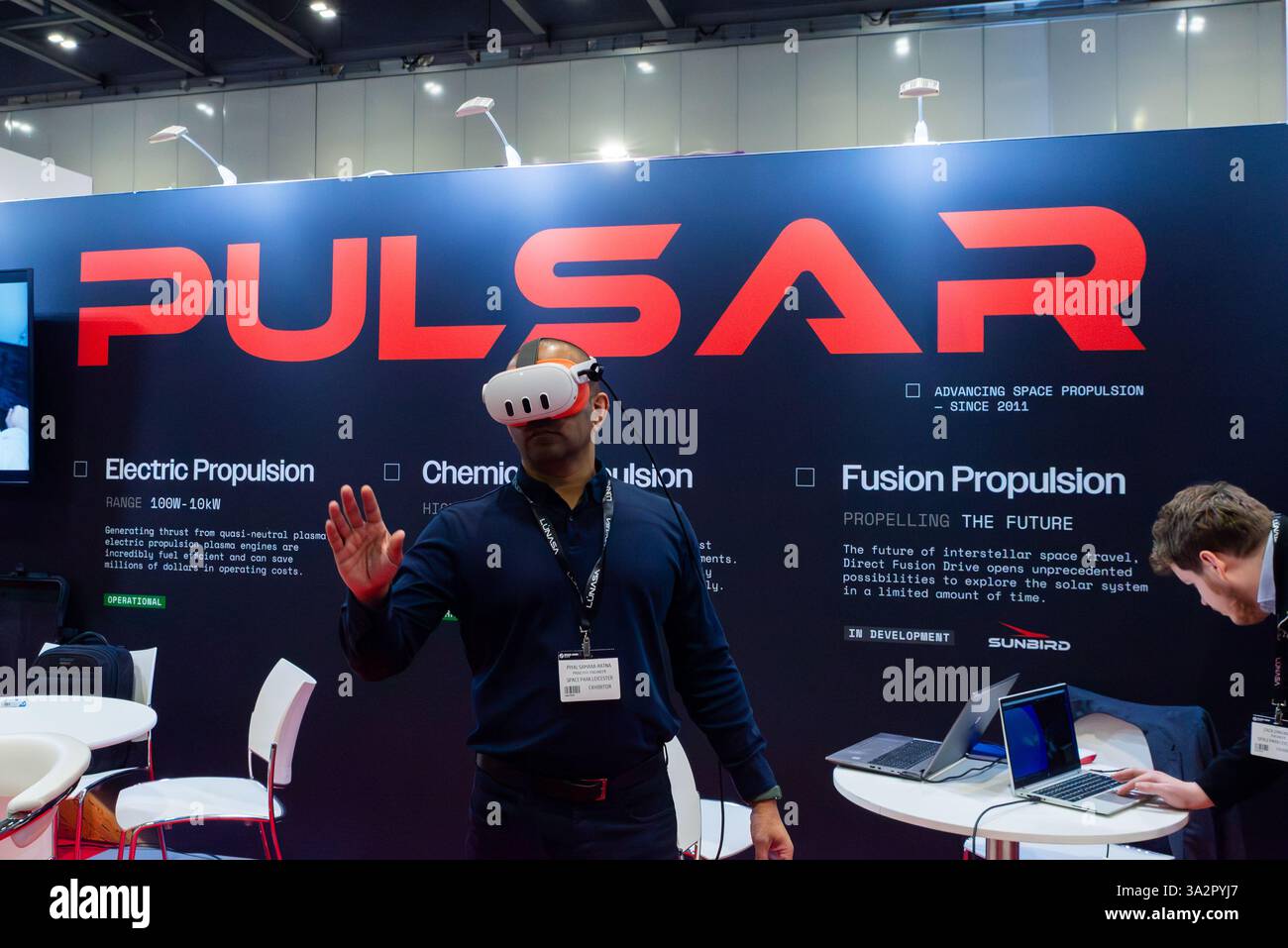 Pulsar Fusion stand at Space-Comm Expo in ExCeL London, UK Stock Photo ...